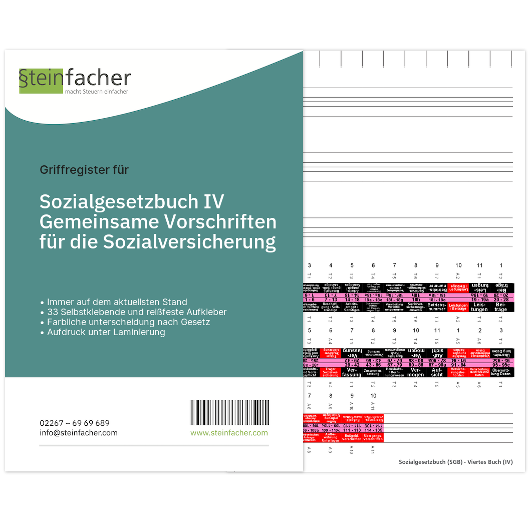 Griffregister für Sozialgesetzbuch (SGB) IV - Gemeinsame Vorschriften für die Sozialversicherung